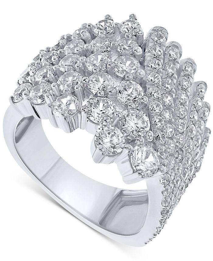 Macy's Diamond Diagonal Cluster Ring (3 ct. t.w.) in 14k White Gold ...