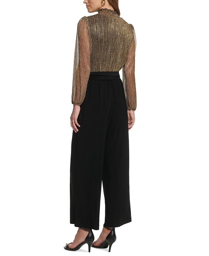 Jessica Howard Petite Metallic Mock-Neck Jumpsuit - Macy's