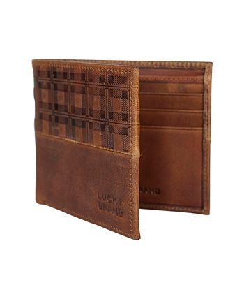 Lucky Brand Men's Plaid Embossed Leather Bifold Wallet - Macy's