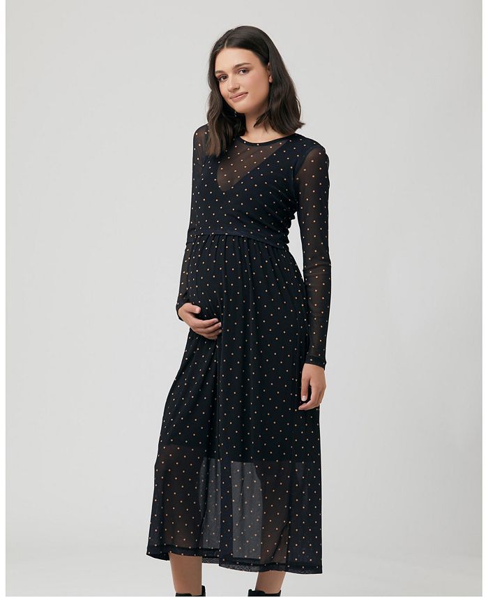 Ripe Maternity Maternity Dot Nursing Dress Black - Macy's