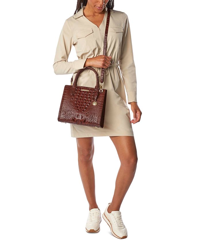 Brahmin Small Caroline Blush Belladonna Leather Satchel - Macy's