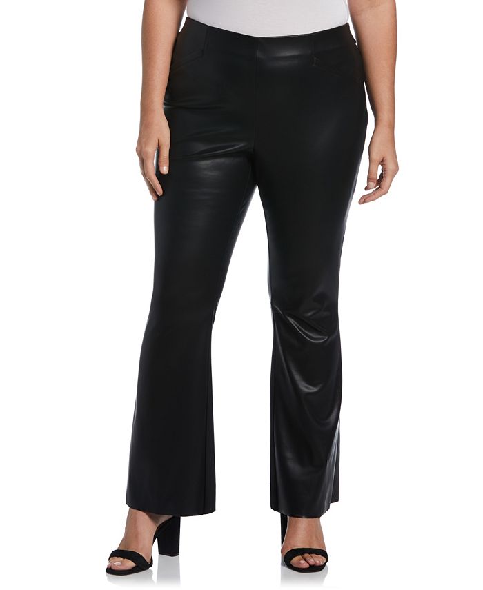 ELLA Rafaella Plus Size Faux Leather High Waist Boot Cut Pants - Macy's