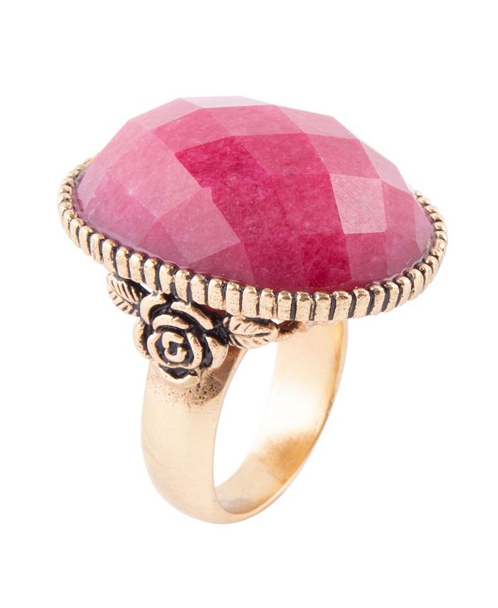Barse Rosie Bronze and Genuine Faceted Raspberry Quartz Statement Ring ...