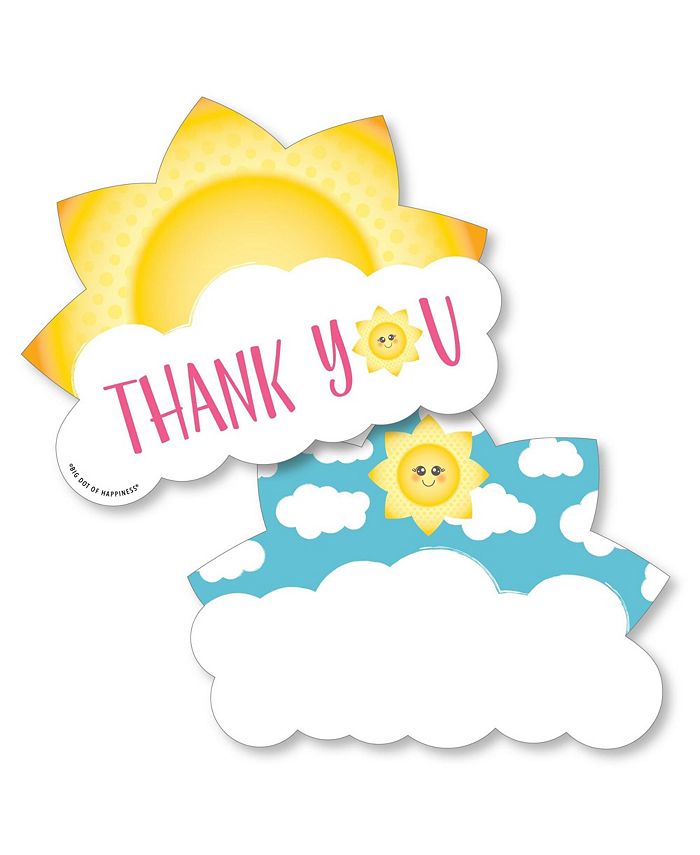 Big Dot of Happiness You Are My Sunshine - Party Shaped Thank You Cards ...