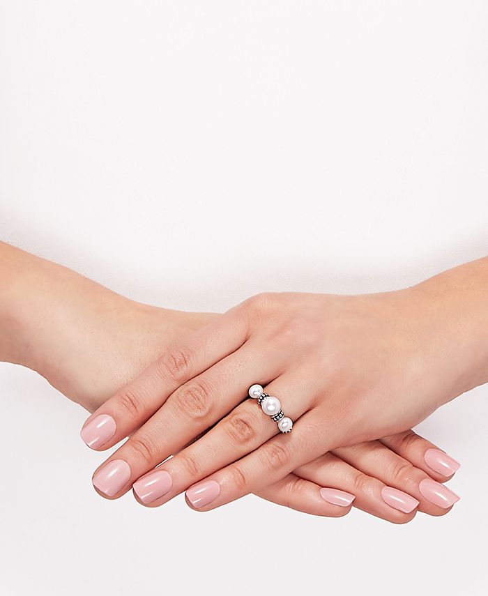 Honora Cultured Freshwater Pearl (5-1/2 - 7-1/2mm) Beaded Rondelle Ring ...