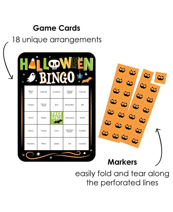 Big Dot of Happiness Jack-O'-Lantern Halloween - Bingo Cards and ...