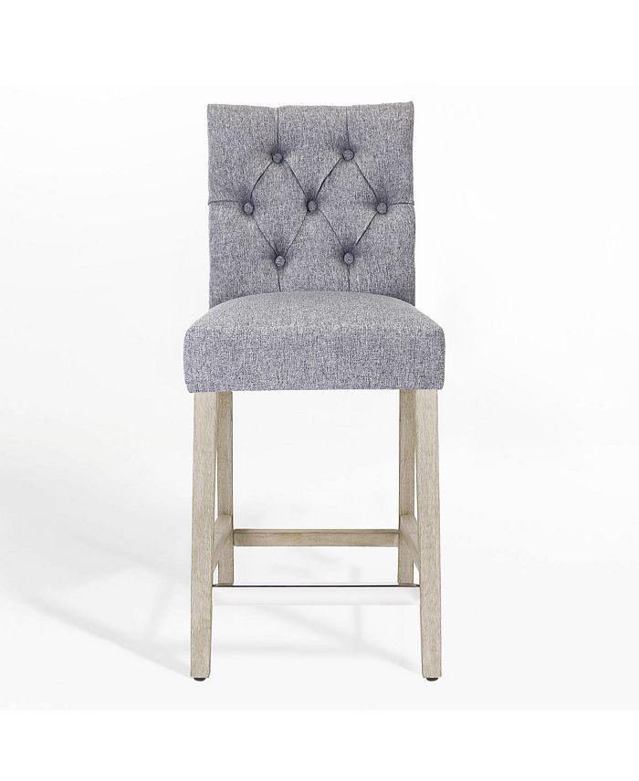 WestinTrends 24" Linen Fabric Tufted Counter Stool - Macy's