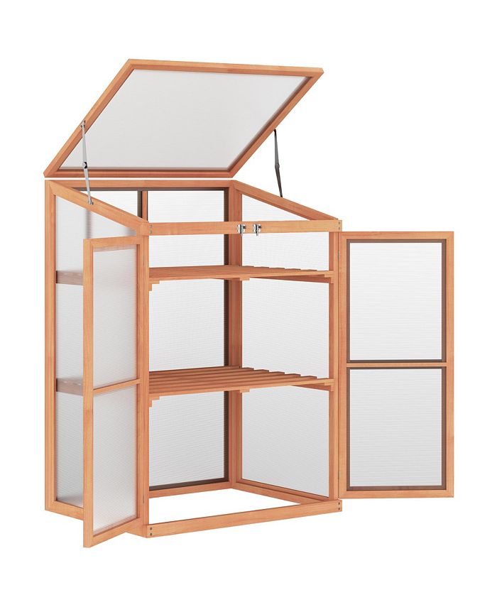 Outsunny Wooden Cold Frame Greenhouse Planter Box, Herb, Vegetable ...