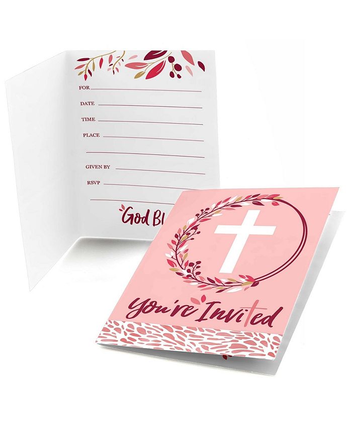 Big Dot of Happiness Pink Elegant Cross - Fill In Girl Religious Party ...
