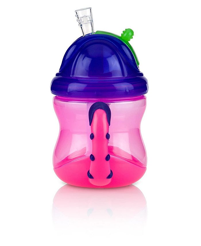 Nuby Two-Handle Flip N' Sip Straw Cup, 8 Ounce, Pink with Purple - Macy's