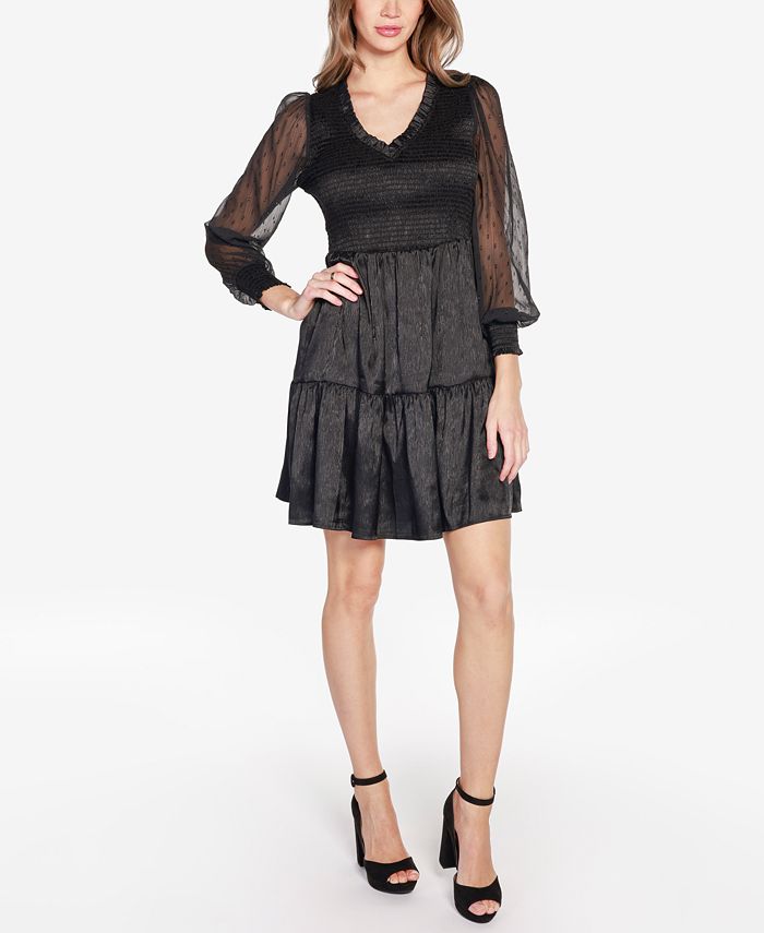 Belldini Black Label Women's Tiered V-Neck Ruffle Dress - Macy's