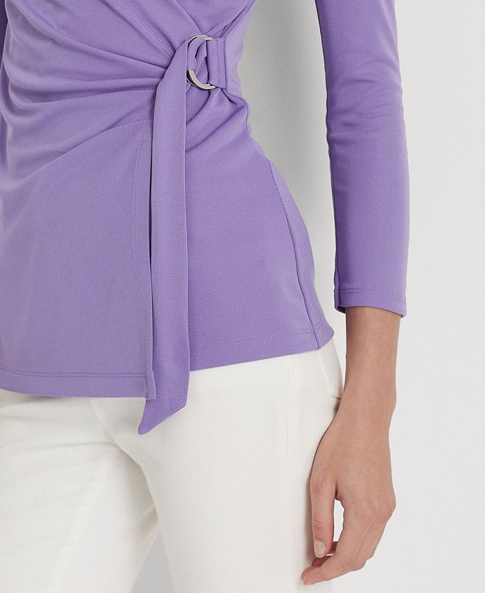 Lauren Ralph Lauren Women's Stretch Jersey Surplice Top & Reviews - Tops - Women - Macy's