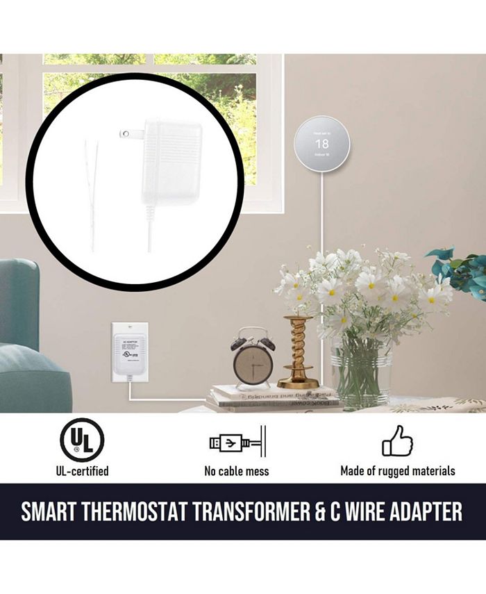 Wasserstein Wasserstein UL-Certified 24V Transformer C-Wire Adapter for ...