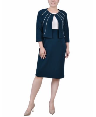 NY Collection Petite Two Piece Jacket and Dress Set - Macy's
