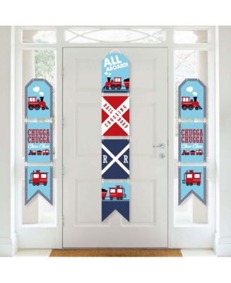 Railroad Party Crossing - Vertical Paper Banners - Steam Train Indoor ...