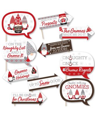 Funny Christmas Gnomes - Holiday Party Photo Booth Props Kit - 10 Piece ...
