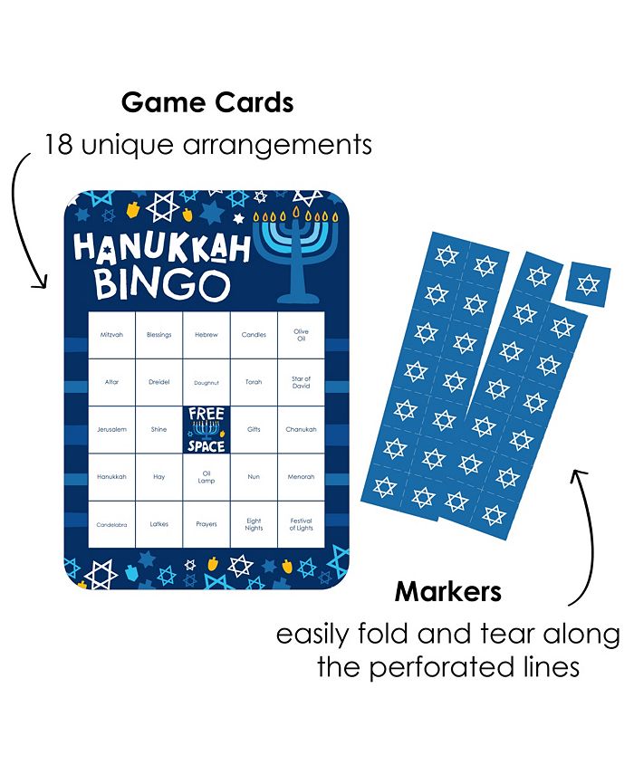 Big Dot of Happiness Hanukkah Menorah Bingo Cards and Markers Chanukah ...