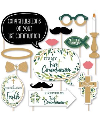 First Communion Elegant Cross - Religious Party Photo Booth Props Kit ...