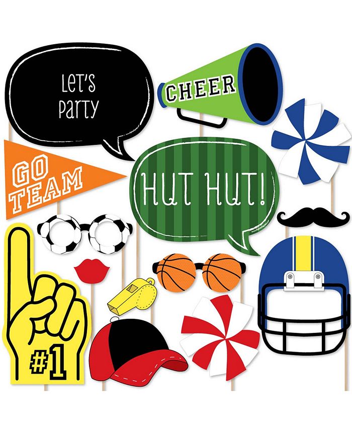 Big Dot of Happiness Sports Party - Photo Booth Props Kit - 20 Count ...