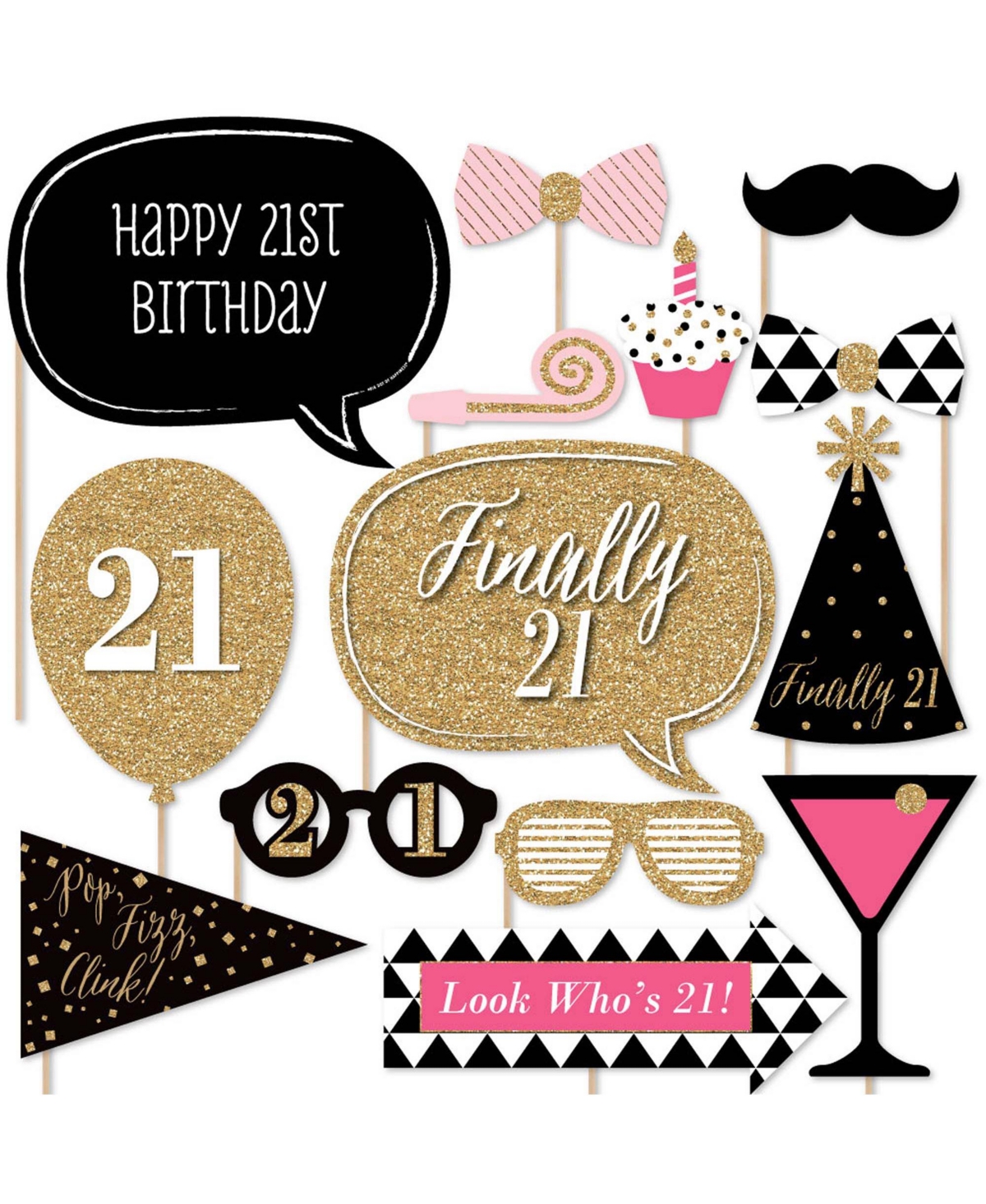 Big Dot Of Happiness Finally 21 Girl - 21st Birthday Photo Booth Props ...