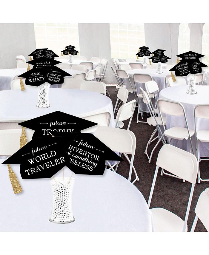 Big Dot of Happiness Hilarious Graduation Caps - Gold - Grad Party ...