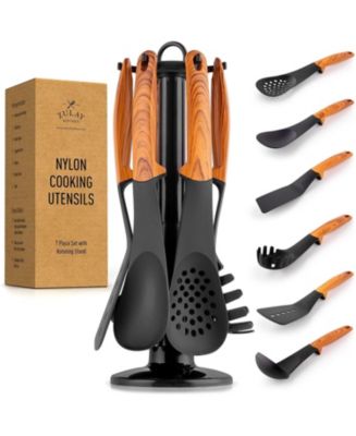 Zulay Kitchen 7 Pc. Non Stick Nylon Kitchen Utensil Set With Rotating ...