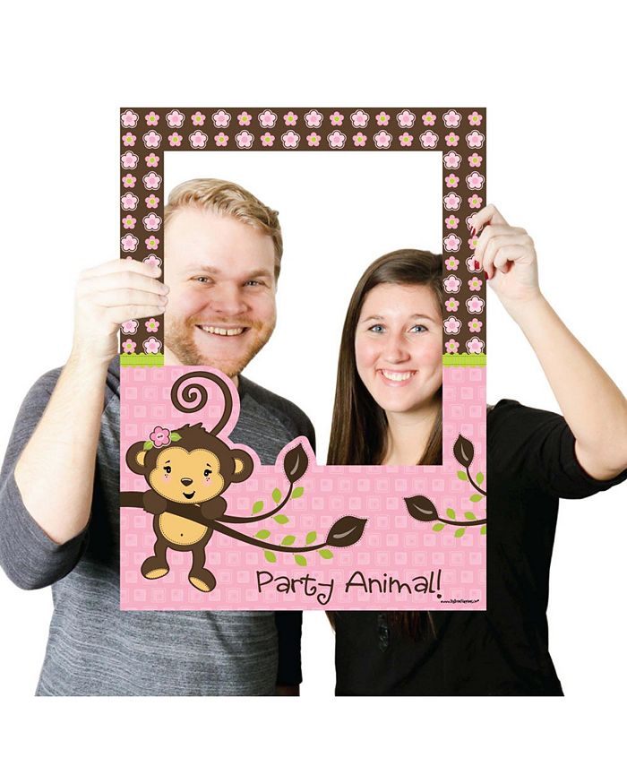 Big Dot of Happiness Pink Monkey Girl - Birthday Baby Shower Selfie ...