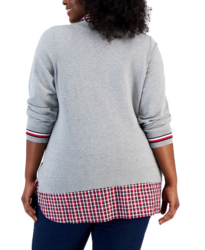Tommy Hilfiger Plus Size Cotton Layered-Look Sweater & Reviews ...