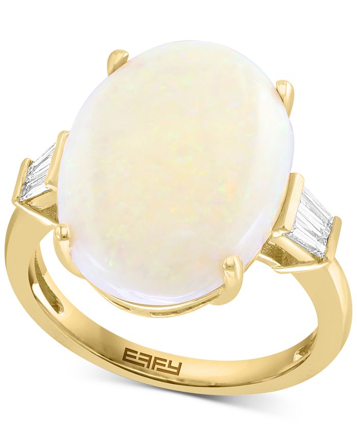 EFFY Collection EFFY® Opal (18 x 13mm) & Diamond (1/4 ct. t.w.) Ring in ...
