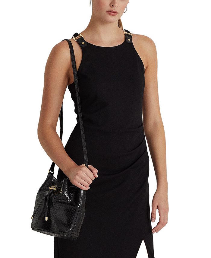 Lauren Ralph Lauren Embossed Leather Medium Andie Drawstring Bag - Macy's