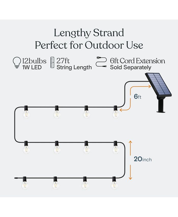 Brightech Ambience Pro 27 ft. Outdoor Solar LED String Lights with Soft ...