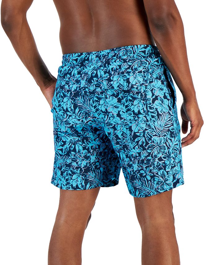 Club Room Men's Mahalo Floral Swim Trunks, Created for Macy's - Macy's