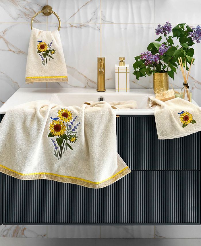 Linum Home Textiles Turkish Cotton Girasol Embellished Bath Towel Set ...