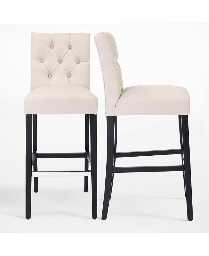 WestinTrends Linen Fabric Tufted Bar Stool (Set of 2) - Macy's