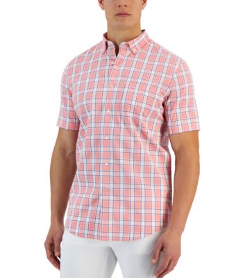 Club Room Verde Short Sleeve Button-Down Plaid Pattern Shirt, Created ...