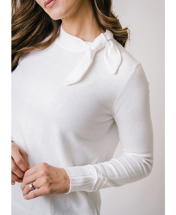 Hope & Henry Womens' Organic Cotton Tie-Neck Sweater - Macy's