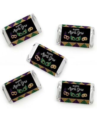 Big Dot of Happiness Mardi Gras - Mini Candy Bar Wrapper Stickers ...