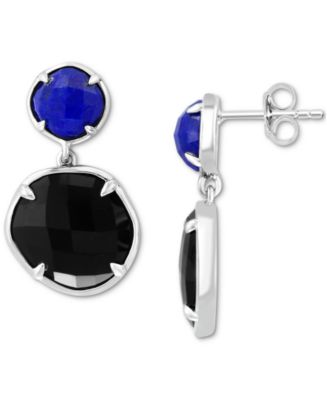 EFFY Collection EFFY® Lapis Lazuli & Onyx Drop Earrings in Sterling ...