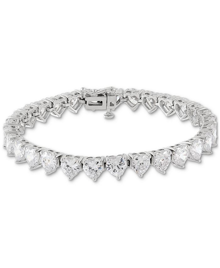 Arabella Cubic Zirconia Heart Tennis Bracelet in Sterling Silver - Macy's
