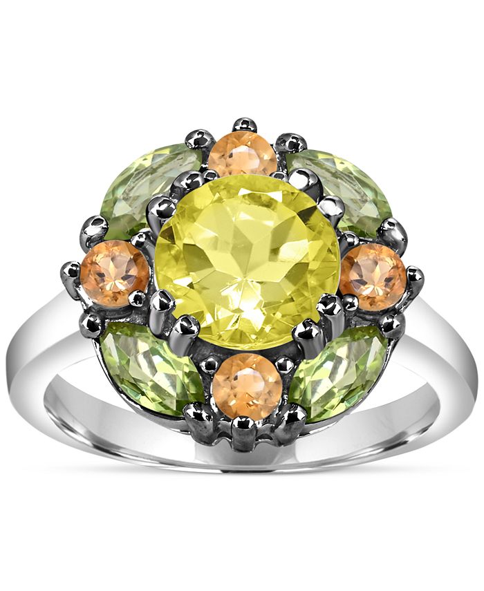 Macy's Multi-Gemstone Cluster Ring (3-1/2 ct. t.w.) in Sterling Silver ...