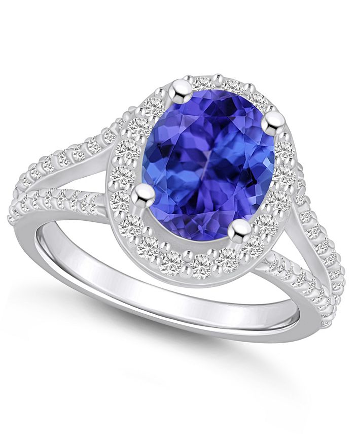 Macy's Tanzanite (2-3/4 Ct. t.w.) and Diamond (3/4 Ct. t.w.) Halo Ring ...
