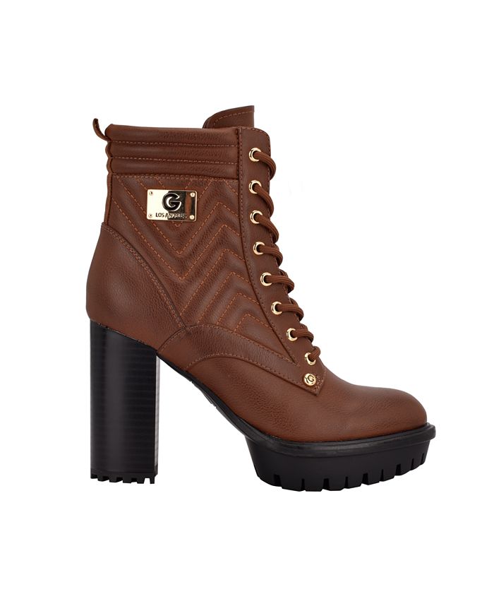 GBG Los Angeles Women's Sellia Heeled Lug Sole Quilted Hiker Boots ...