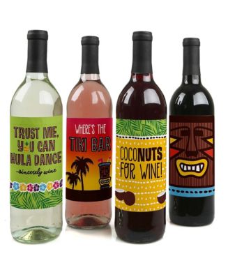 Tiki Luau - Tropical Summer Party Decor - Wine Bottle Label Stickers ...