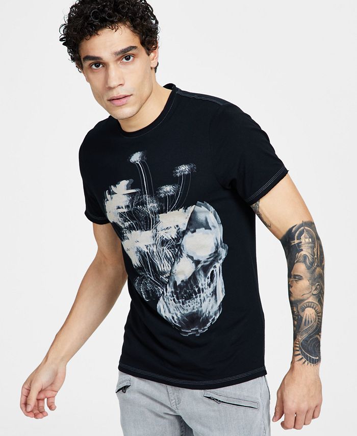 I.N.C. International Concepts Men's Classic-Fit Floral Skull Graphic T ...