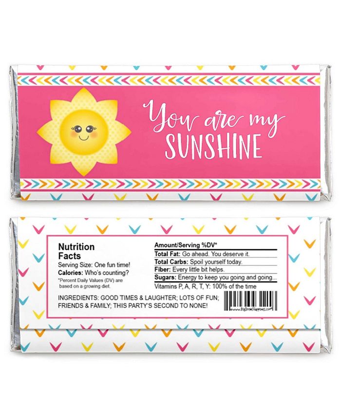 Big Dot of Happiness You are My Sunshine - Candy Bar Wrappers Party ...