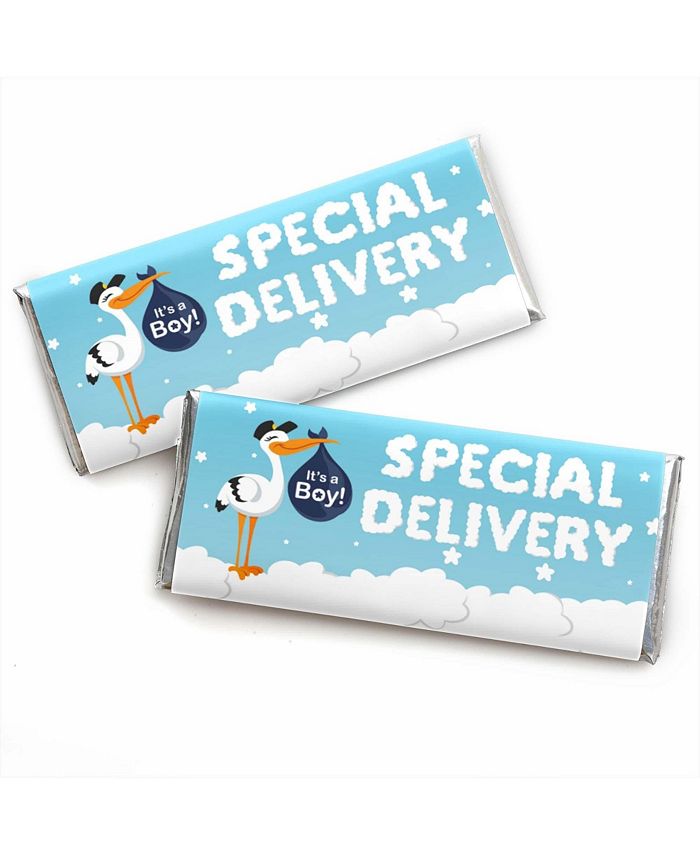 Big Dot of Happiness Boy Special Delivery - Candy Bar Wrapper Stork ...