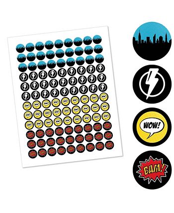 Big Dot of Happiness Bam Superhero - Party Round Candy Sticker Favors ...