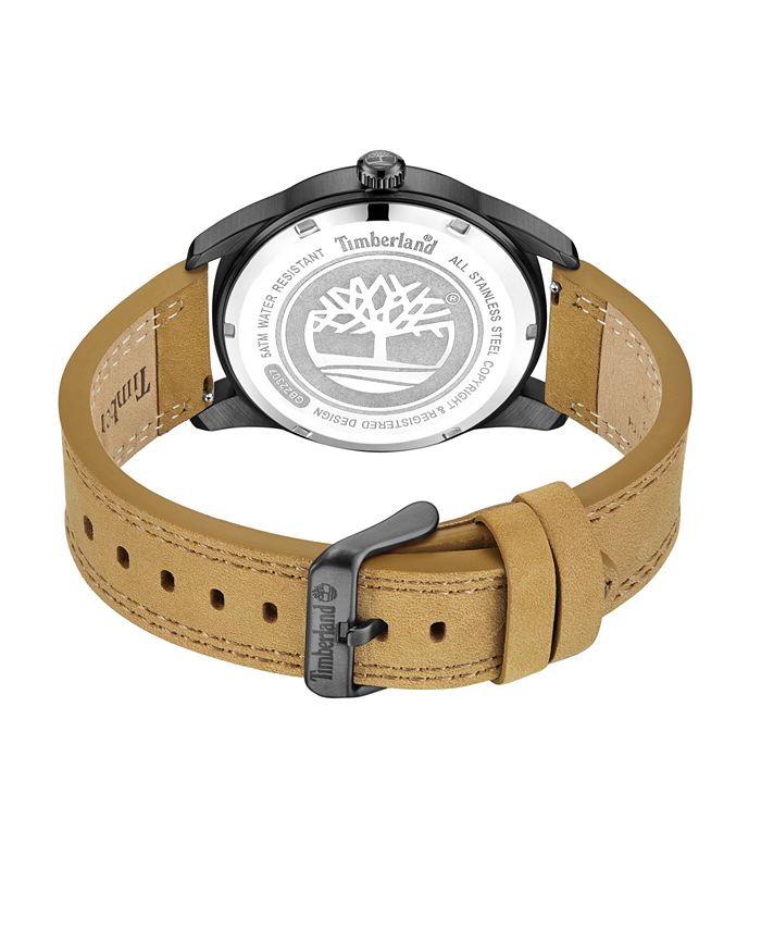Timberland Men's Northbridge Wheat Genuine Leather Strap Watch, 45mm ...