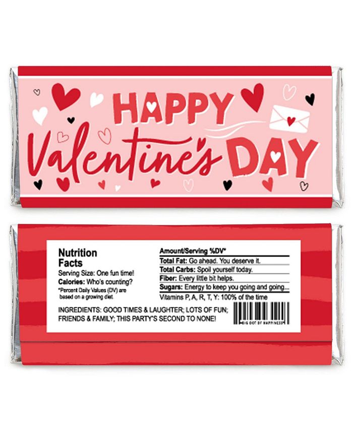 Big Dot of Happiness Happy Valentine's Day - Candy Bar Wrapper ...