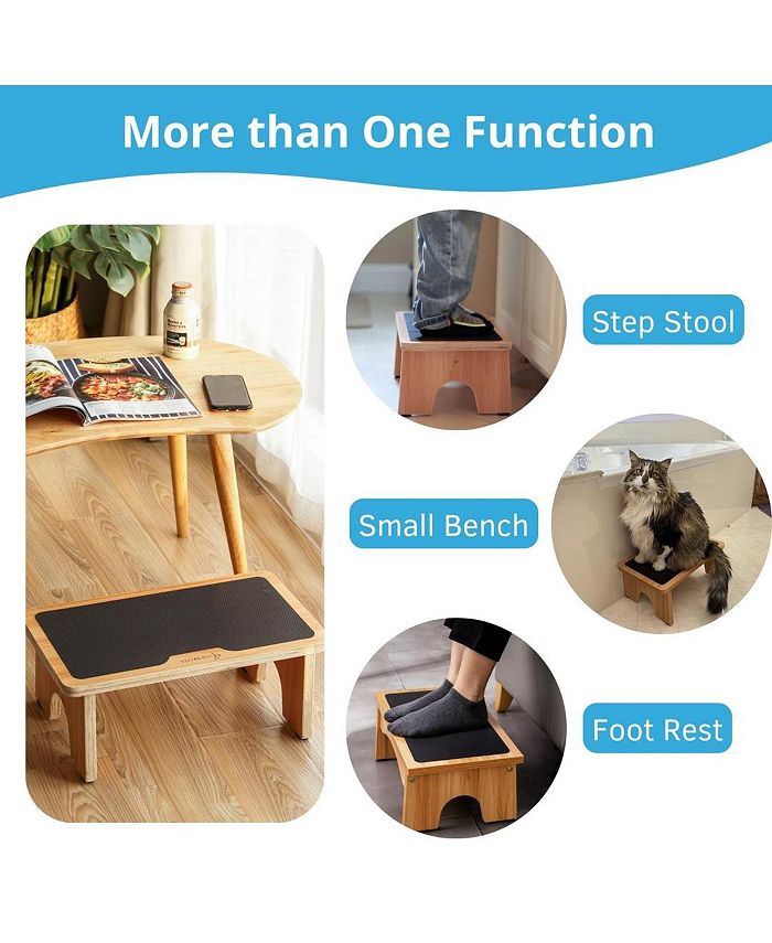 StrongTek Sturdy Wooden Portable One Step Stool Support Up To 300lb ...